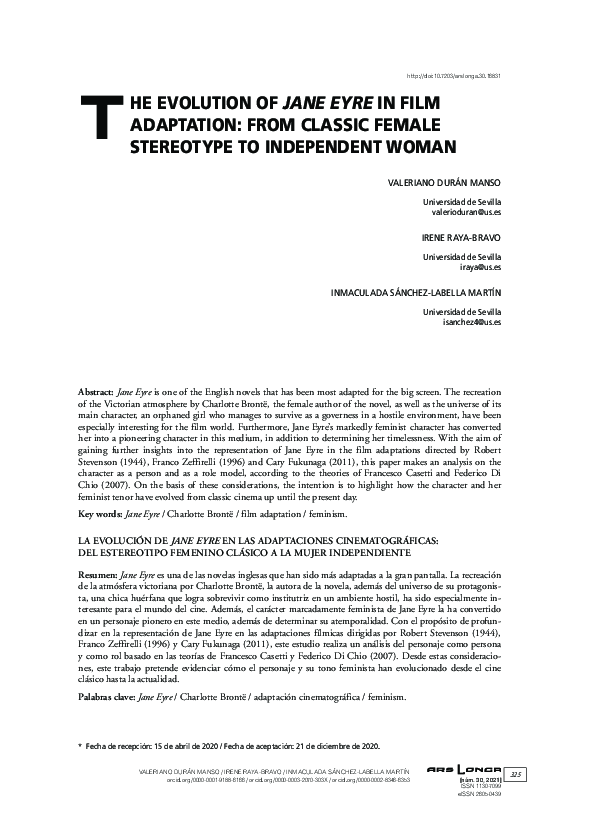 (PDF) The Evolution of Jane Eyre in Film Adaptation: from Classic ...