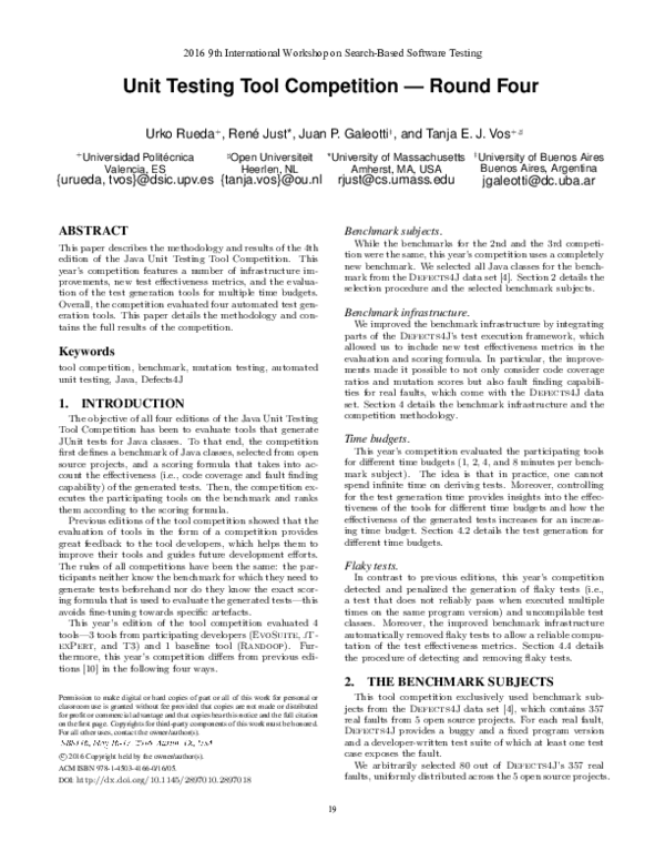 (PDF) Unit testing tool competition