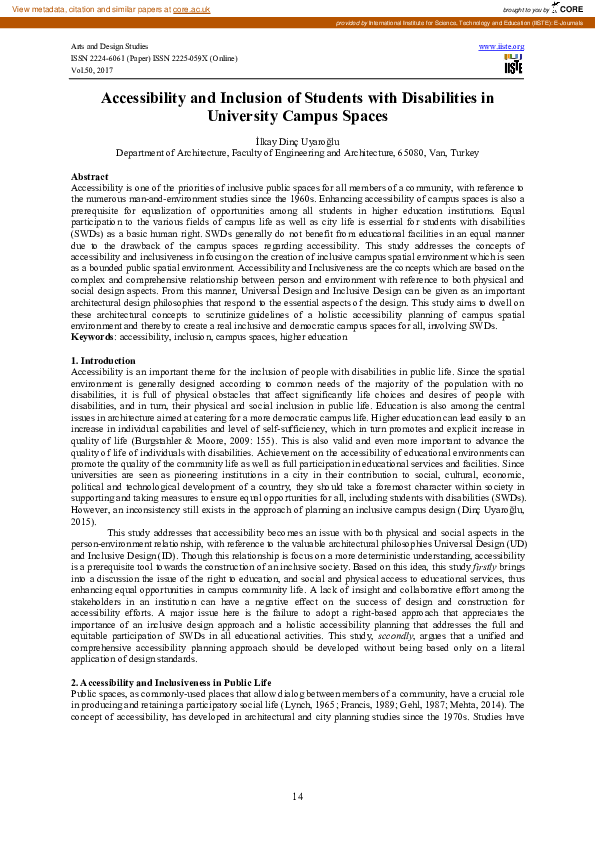 (PDF) Accessibility and Inclusion of Students with Disabilities in ...