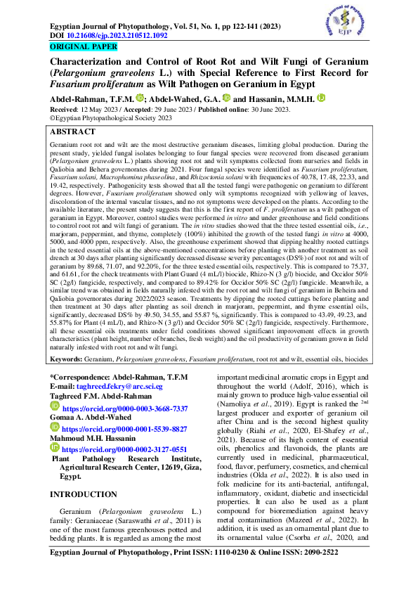 (PDF) Characterization and Control of Root Rot and Wilt Fungi of ...