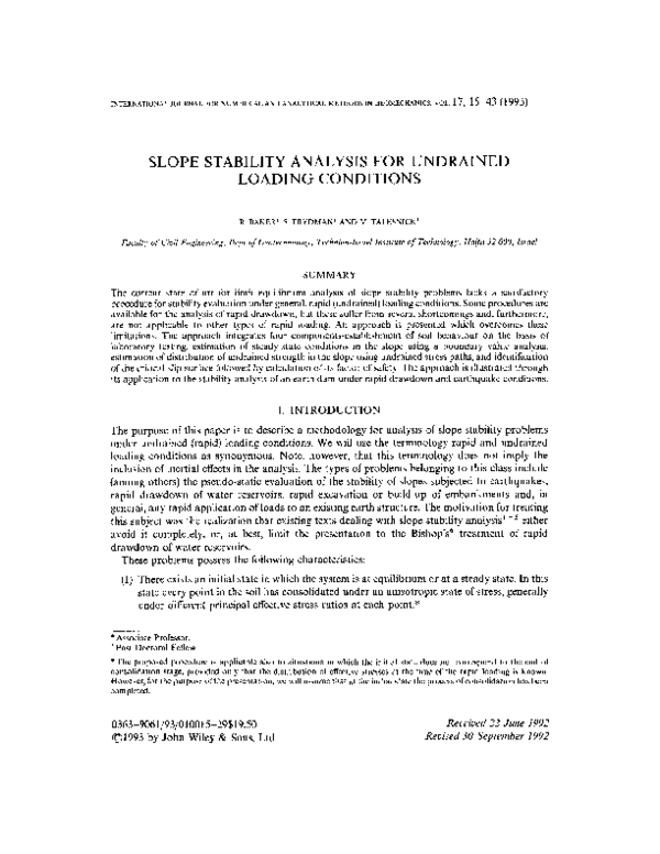 (PDF) Slope stability analysis for undrained loading conditions