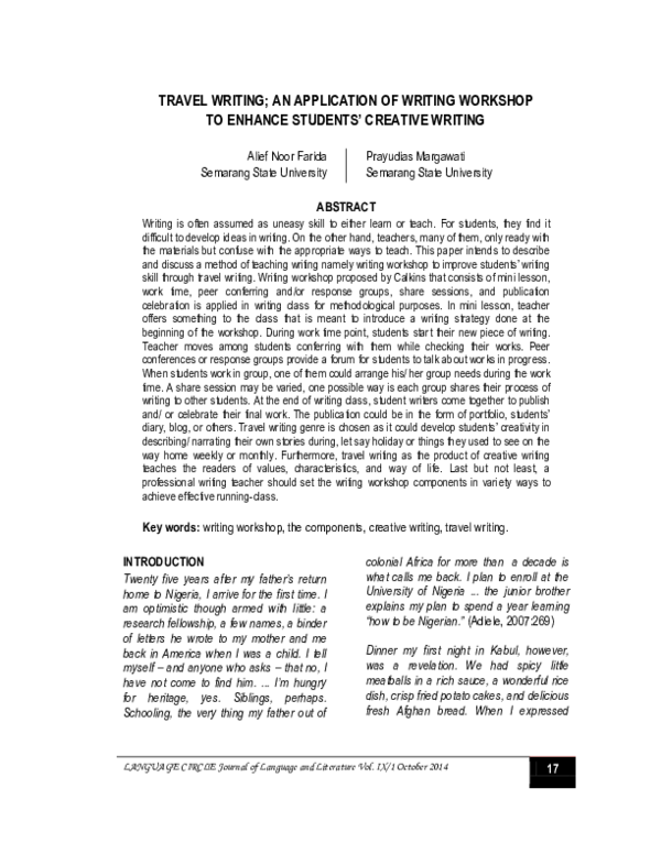 (PDF) Travel Writing; an Application of Writing Workshop to Enhance ...