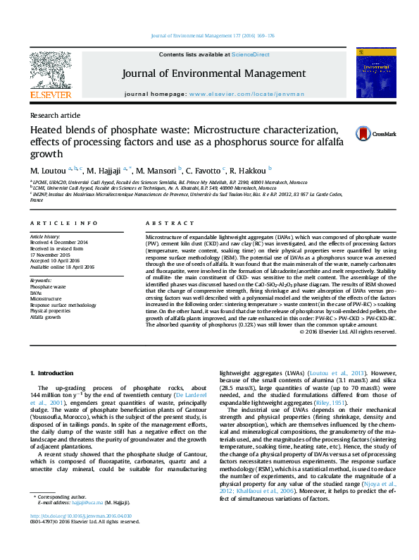 (PDF) Heated blends of phosphate waste: Microstructure characterization ...