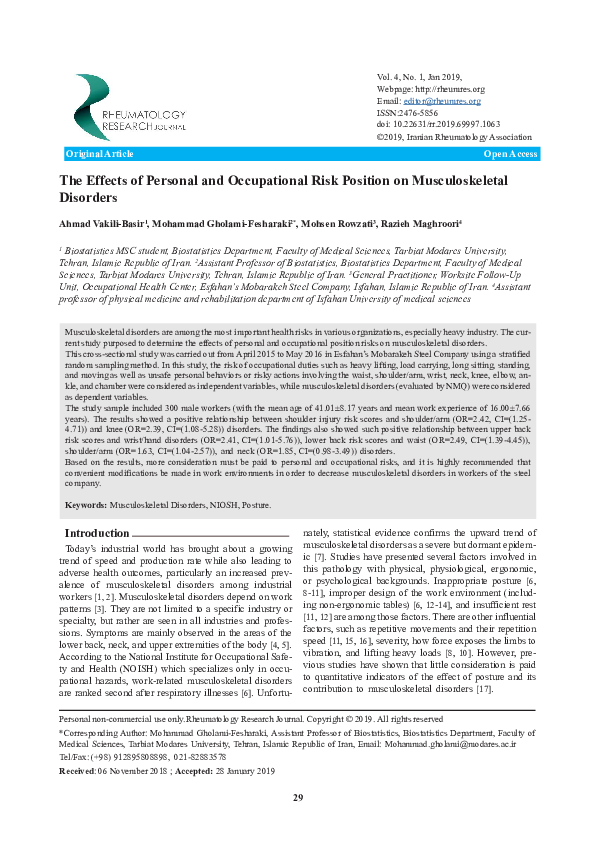 (PDF) The Effects of Personal and Occupational Risk Position on ...