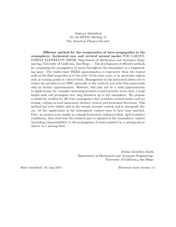 Pdf Efficient Method For The Computation Of Wave Propagation In The