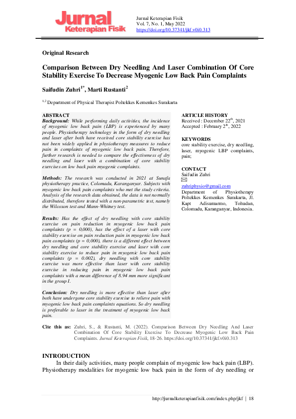 (PDF) Comparison Between Dry Needling And Laser Combination Of Core ...