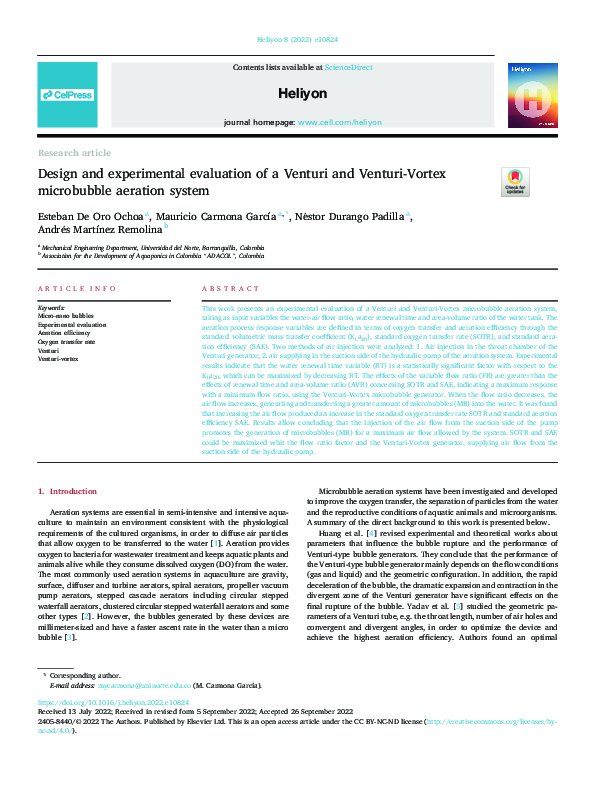 (PDF) Design and experimental evaluation of a Venturi and Venturi ...
