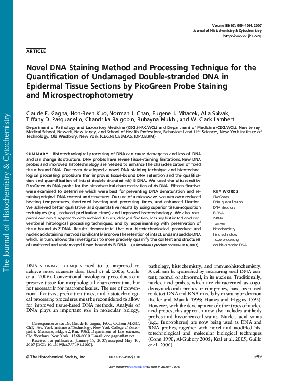 (PDF) Novel DNA Staining Method and Processing Technique for the ...
