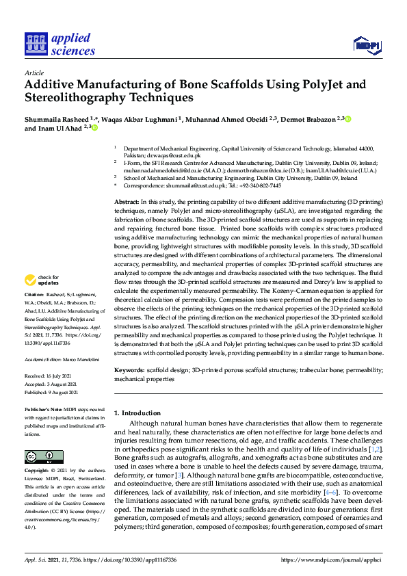 (PDF) Additive Manufacturing of Bone Scaffolds Using PolyJet and ...