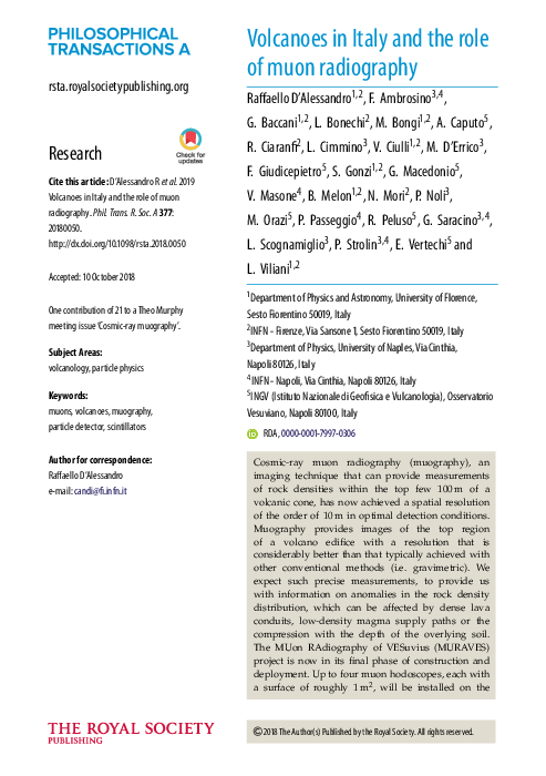 (PDF) Volcanoes in Italy and the role of muon radiography