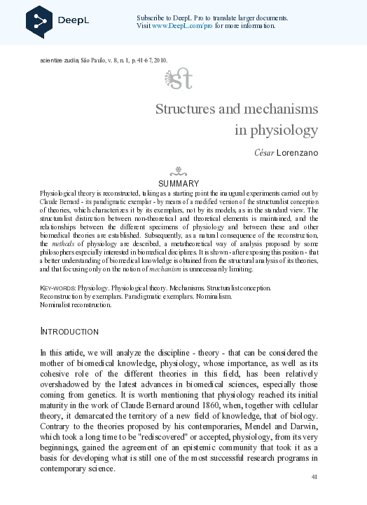 (PDF) Structure and mechanism in physiology