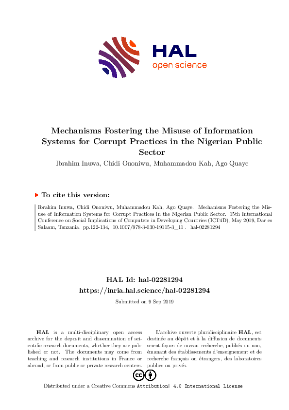 (PDF) Mechanisms Fostering the Misuse of Information Systems for Corrupt Practices in the ...