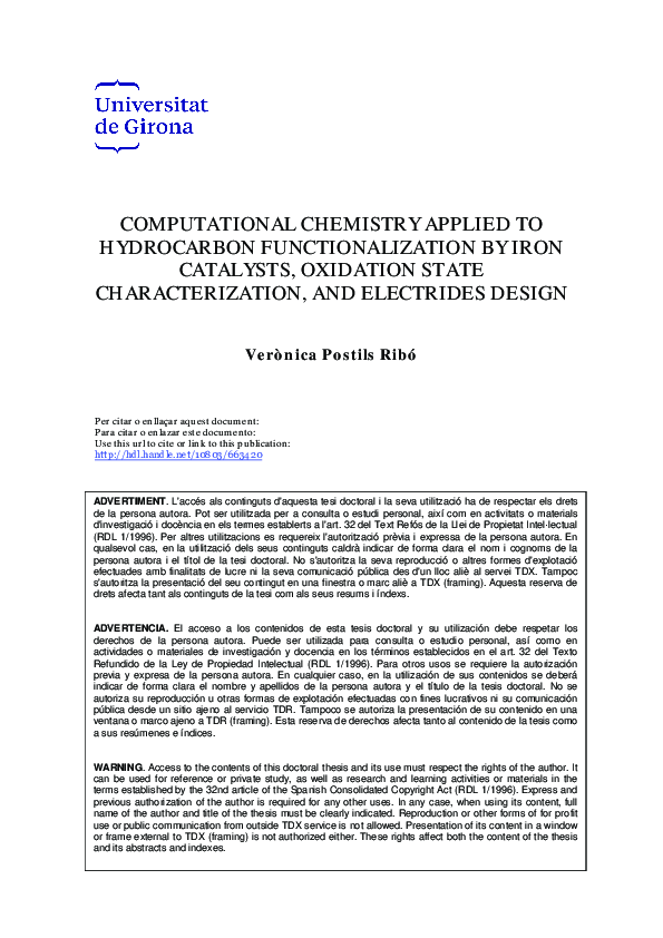 (PDF) Computational chemistry applied to hydrocarbon functionalization by iron catalysts ...
