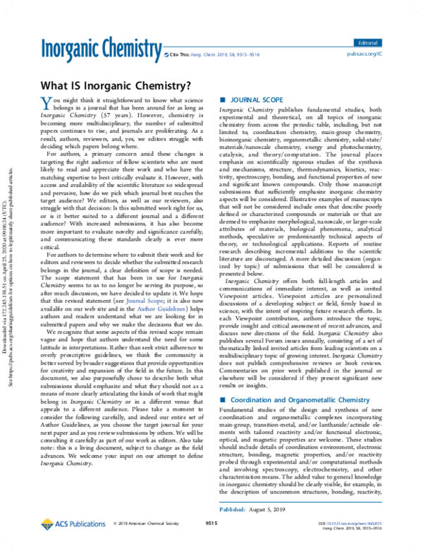 (PDF) What IS Inorganic Chemistry?