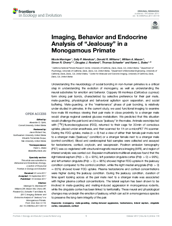 (PDF) Imaging, Behavior and Endocrine Analysis of “Jealousy” in a ...