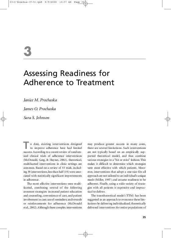 (PDF) Assessing Readiness for Adherence to Treatment