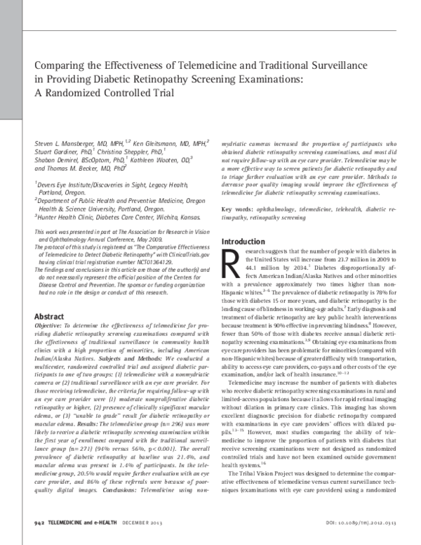 (PDF) Comparing the Effectiveness of Telemedicine and Traditional ...