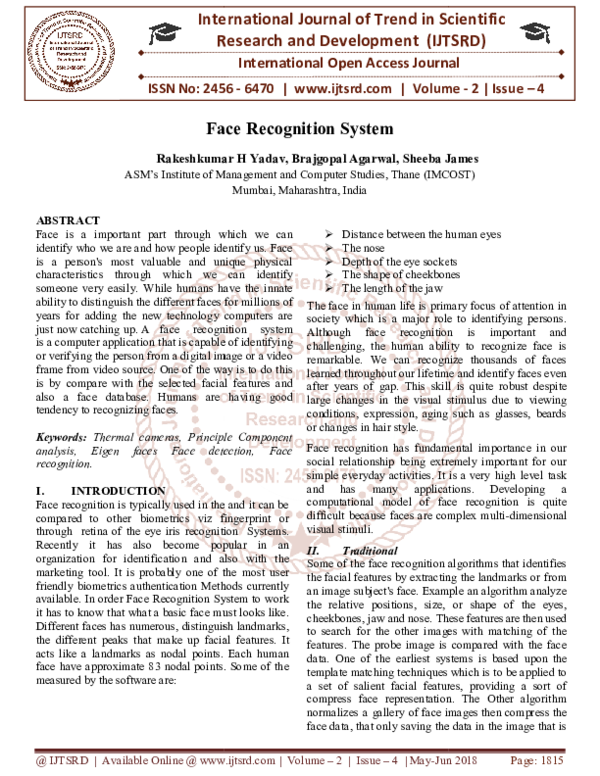 Pdf Face Recognition System