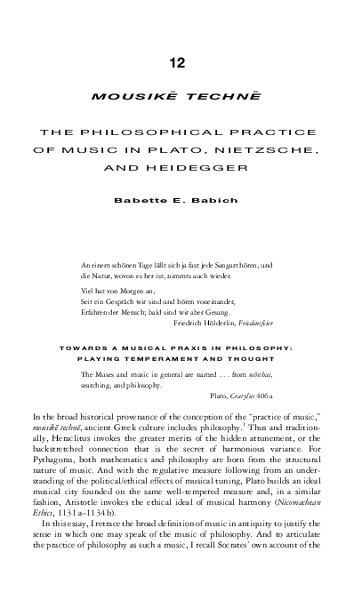 (PDF) Mousikê Technê: The Philosophical Practice of Music In Plato ...