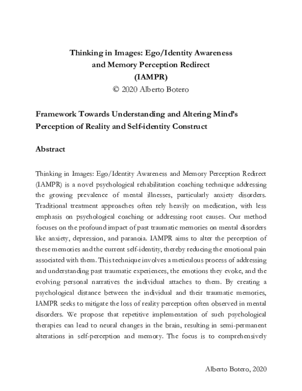 (PDF) Thinking in Images: Ego/Identity Awareness and Memory Perception ...