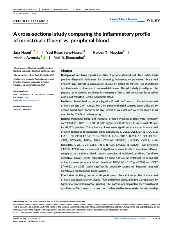 (PDF) A cross‐sectional study comparing the inflammatory profile of ...