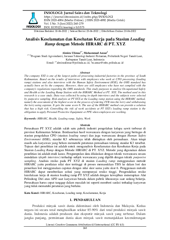 (PDF) Analisis Keselamatan dan Kesehatan Kerja pada Stasiun Loading ...