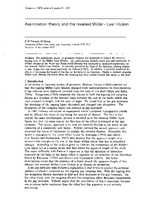 (PDF) Assimilation theory and the reversed Müller-Lyer illusion