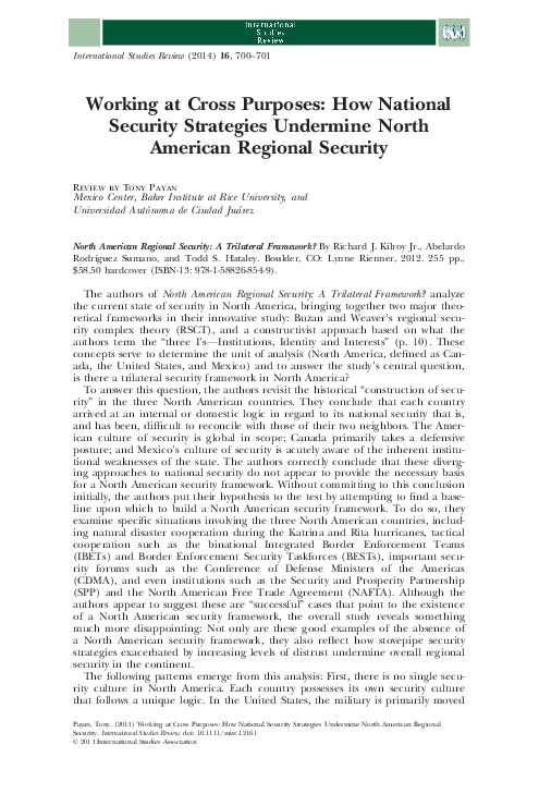(PDF) Working at Cross Purposes: How National Security Strategies ...