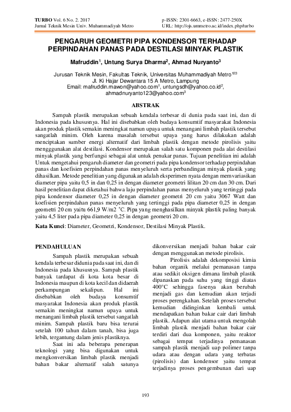 (PDF) Pengaruh Geometri Pipa Kondensor Terhadap Perpindahan Panas Pada ...
