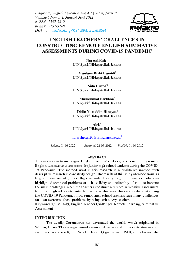 (PDF) English Teachers’ Challenges in Constructing Remote English ...