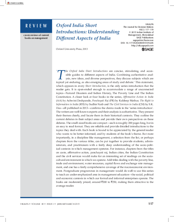(PDF) Oxford India Short Introductions: Understanding Different Aspects ...