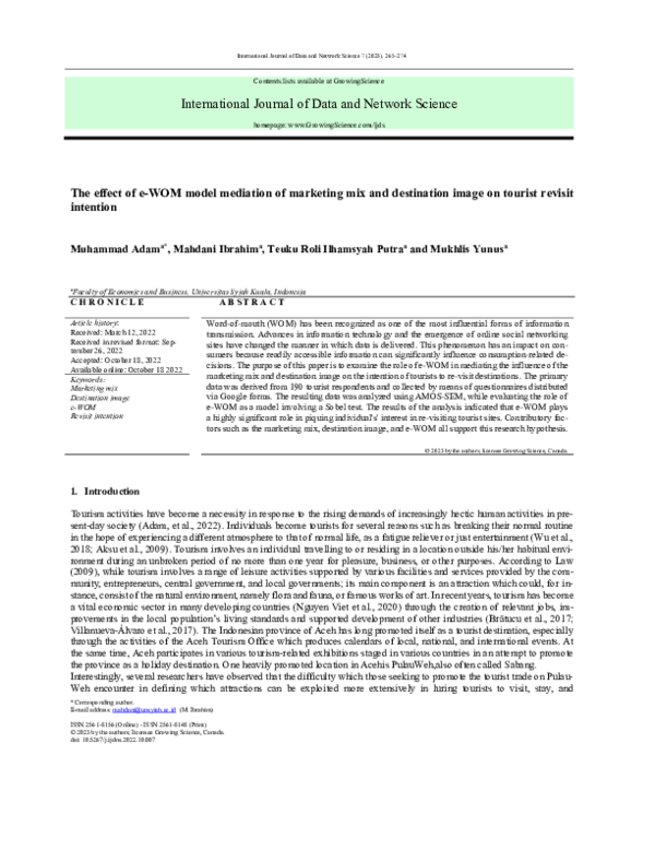 (PDF) The effect of e-WOM model mediation of marketing mix and ...