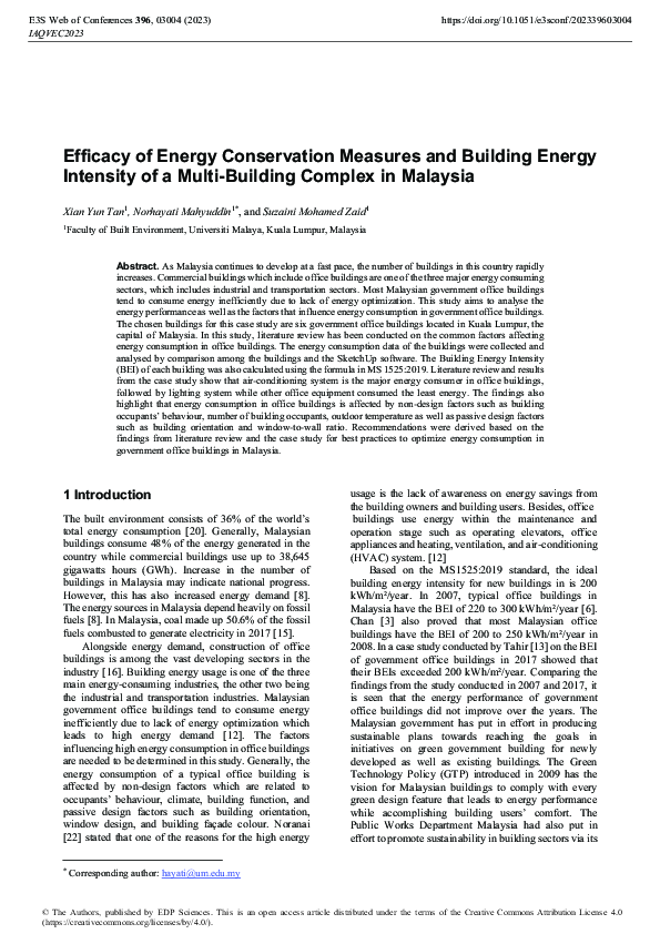 (PDF) Efficacy of Energy Conservation Measures and Building Energy ...