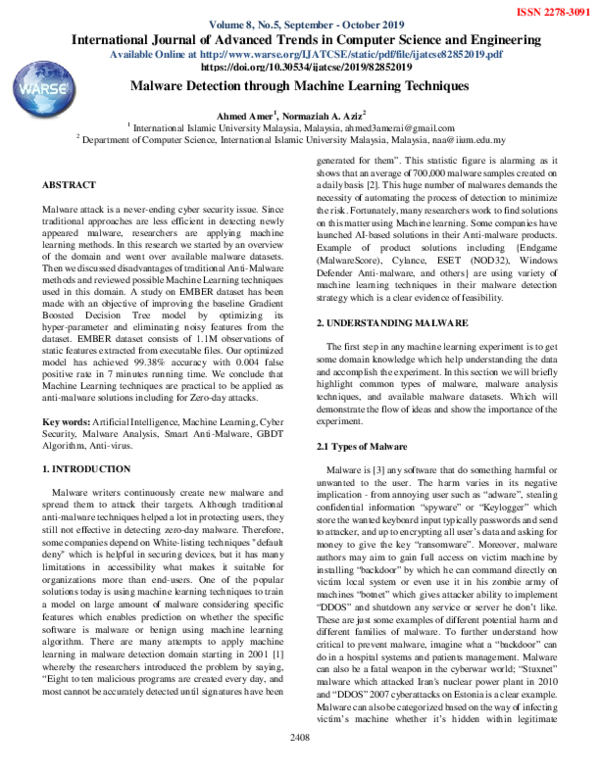 (PDF) Malware Detection through Machine Learning Techniques
