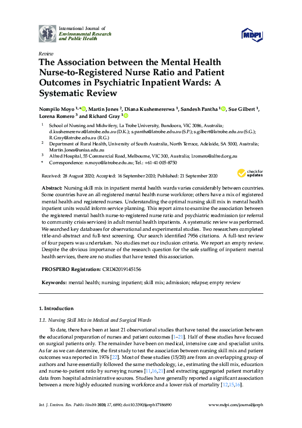 (PDF) The Association between the Mental Health Nurse-to-Registered Nurse Ratio and Patient ...