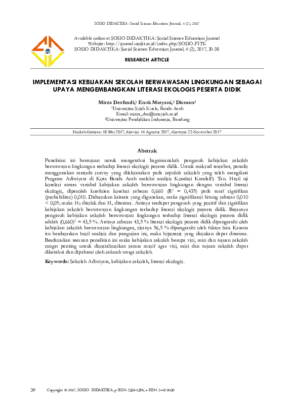 (PDF) Implementasi Kebijakan Sekolah Berwawasan Lingkungan Sebagai ...