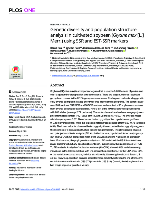 (PDF) Genetic diversity and population structure analysis in cultivated ...