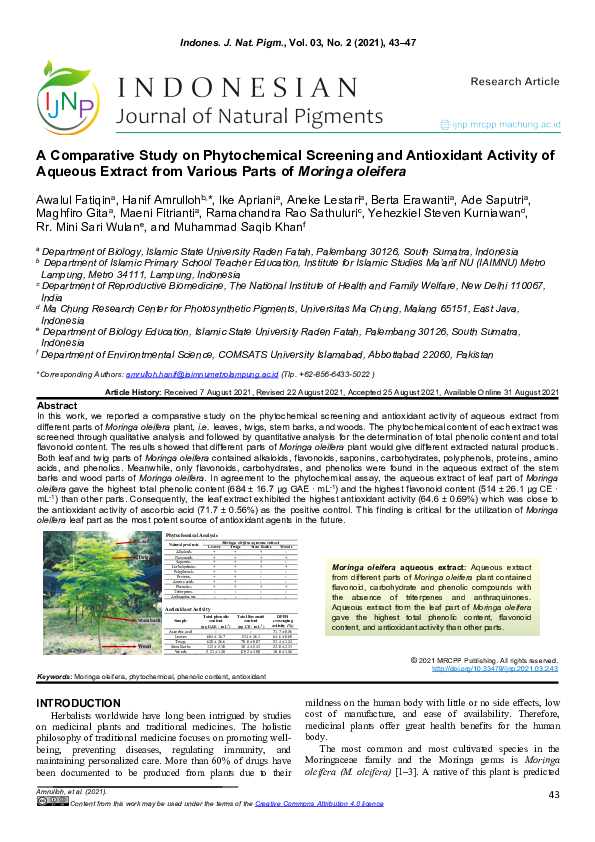 (PDF) A Comparative Study on Phytochemical Screening and Antioxidant Activity of Aqueous Extract ...