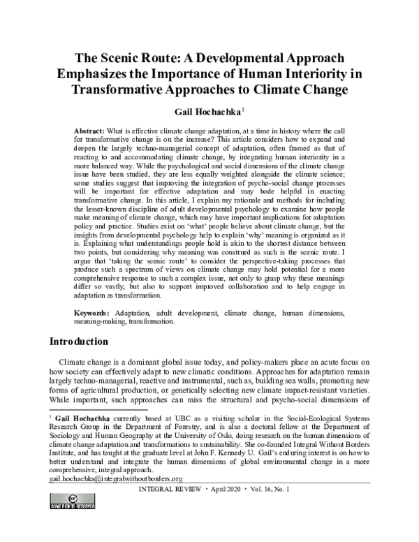 (PDF) The scenic route: A developmental approach emphasizes the ...