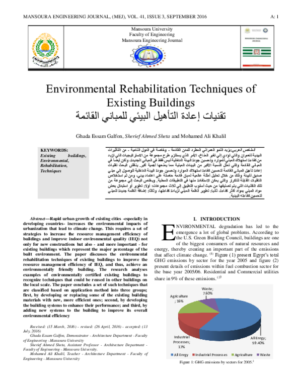 (PDF) Environmental Rehabilitation Techniques of Existing Buildings