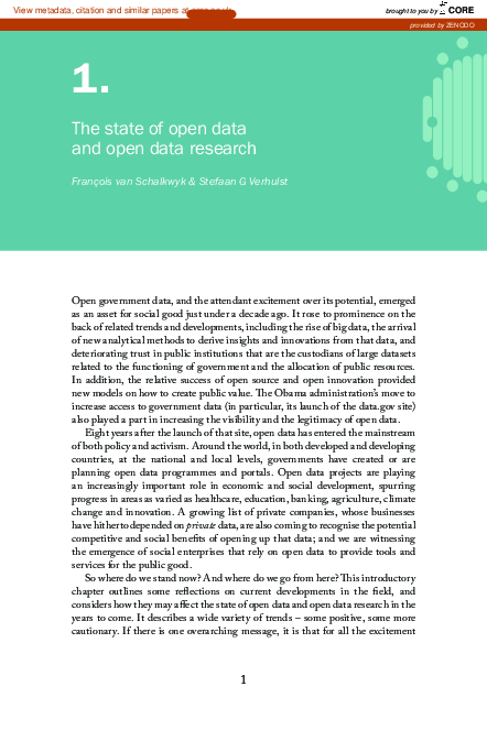 (PDF) The state of open data and open data research