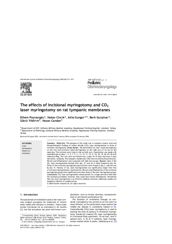 (PDF) The effects of incisional myringotomy and CO2 laser myringotomy ...