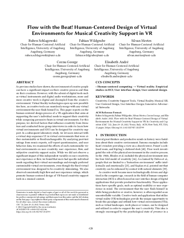 (PDF) Flow with the Beat! Human-Centered Design of Virtual Environments for Musical Creativity ...