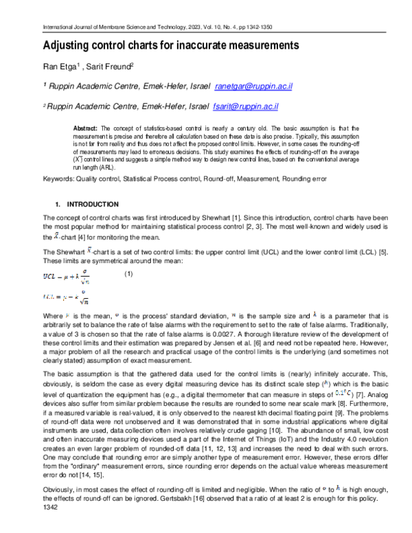 (PDF) Adjusting control charts for inaccurate measurements