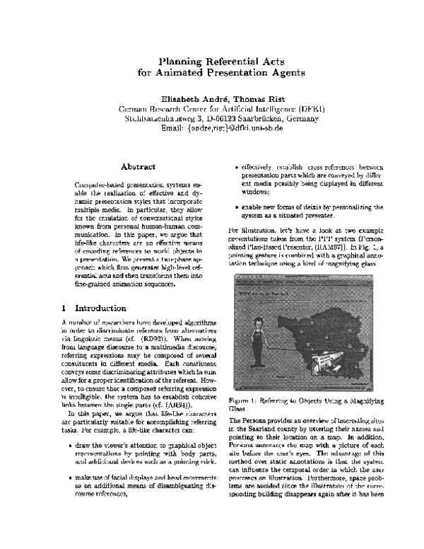 (PDF) Planning referential acts for animated presentation agents