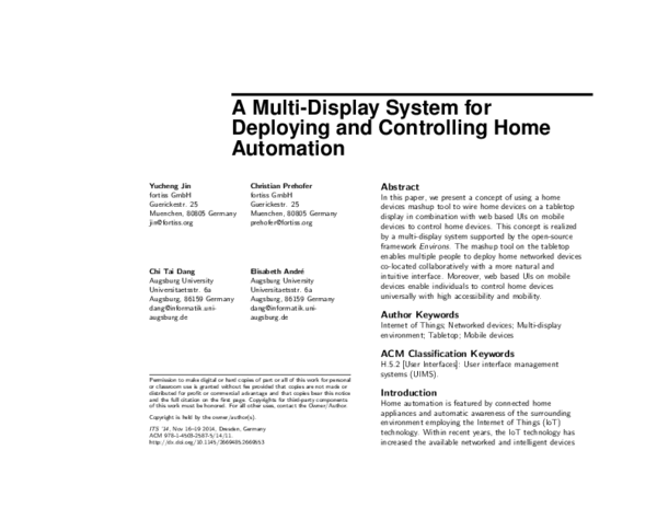 (PDF) A Multi-Display System for Deploying and Controlling Home Automation