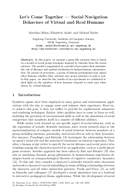 (PDF) Lets Come Together – Social Navigation Behaviors of Virtual and ...
