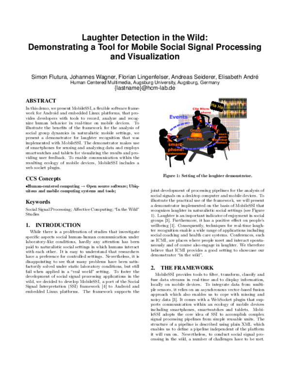 (PDF) Laughter detection in the wild: demonstrating a tool for mobile social signal processing ...