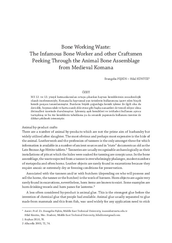 (PDF) Bone Working Waste: The Infamous Bone Worker and other Craftsmen ...