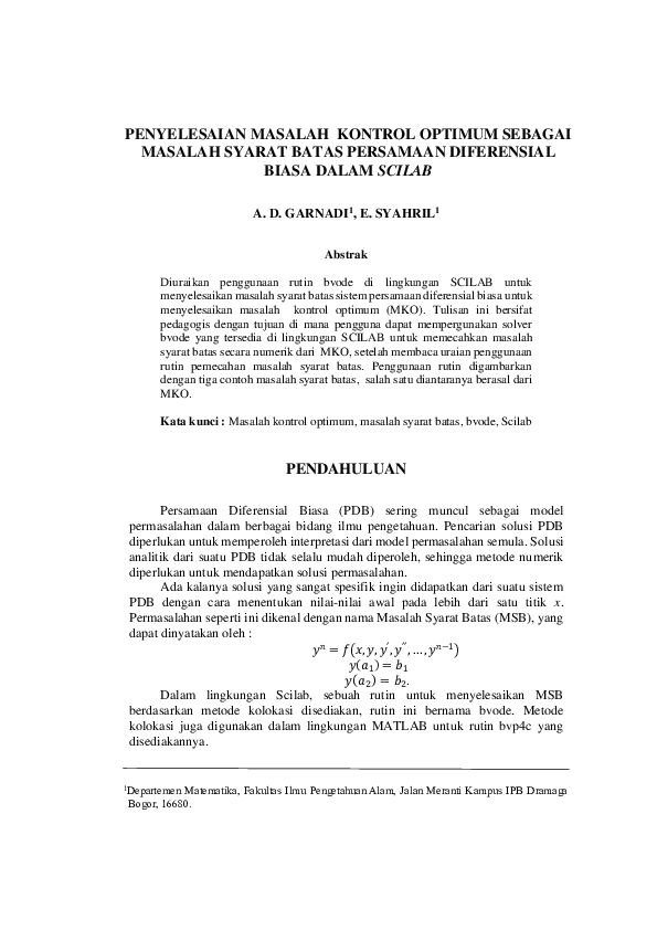 (PDF) Penyelesaian Masalah Kontrol Optimum Sebagai Masalah Syarat Batas Persamaan Diferensial ...